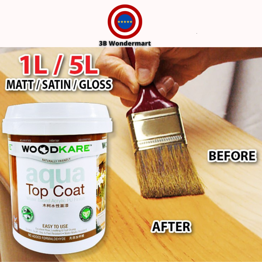 Wood-Kare Aqua Top Coat Base Coat Sanding Sealer Wood Finishing 5L ...