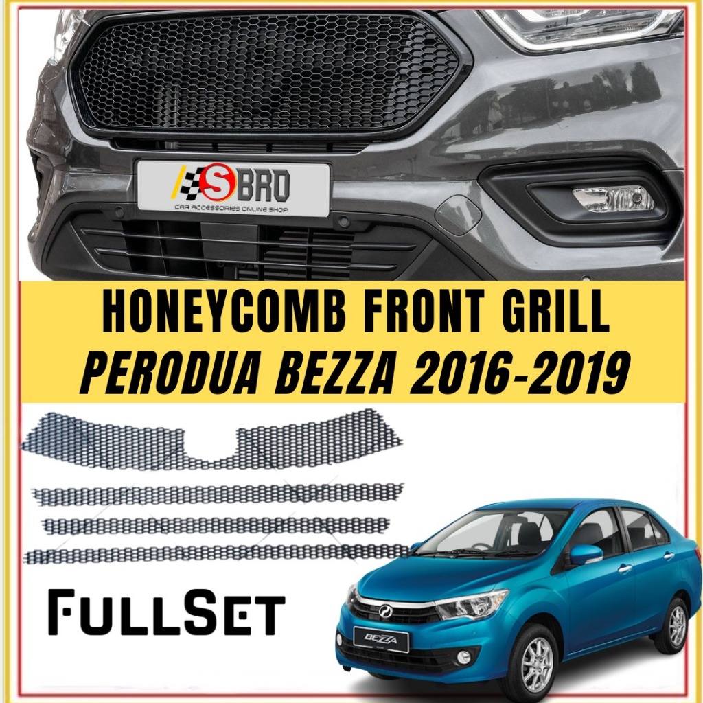 Perodua Bezza 2016-2019 Ready Cut Honeycomb Grill Full Set Top Bottom ...