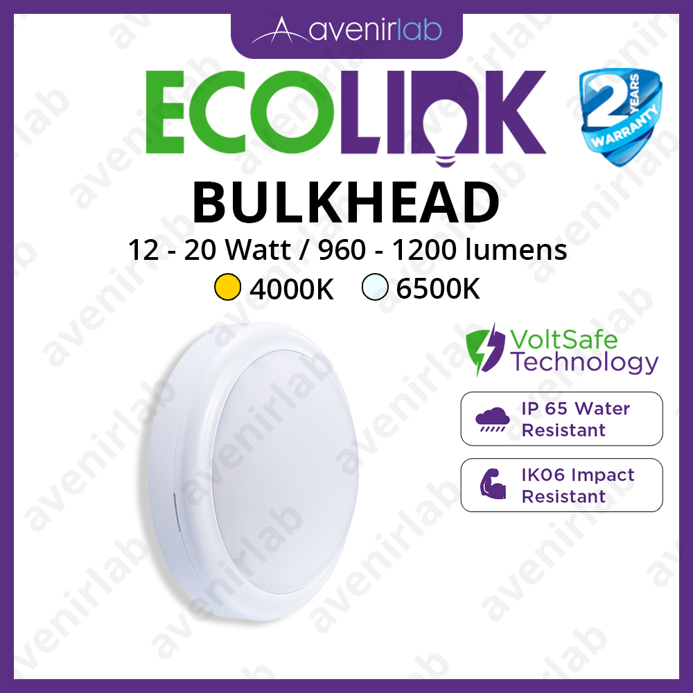 ECOLINK Bulkhead Light Outdoor IP65 Weatherproof Waterproof Surface Light 12W 20W | Shopee Malaysia