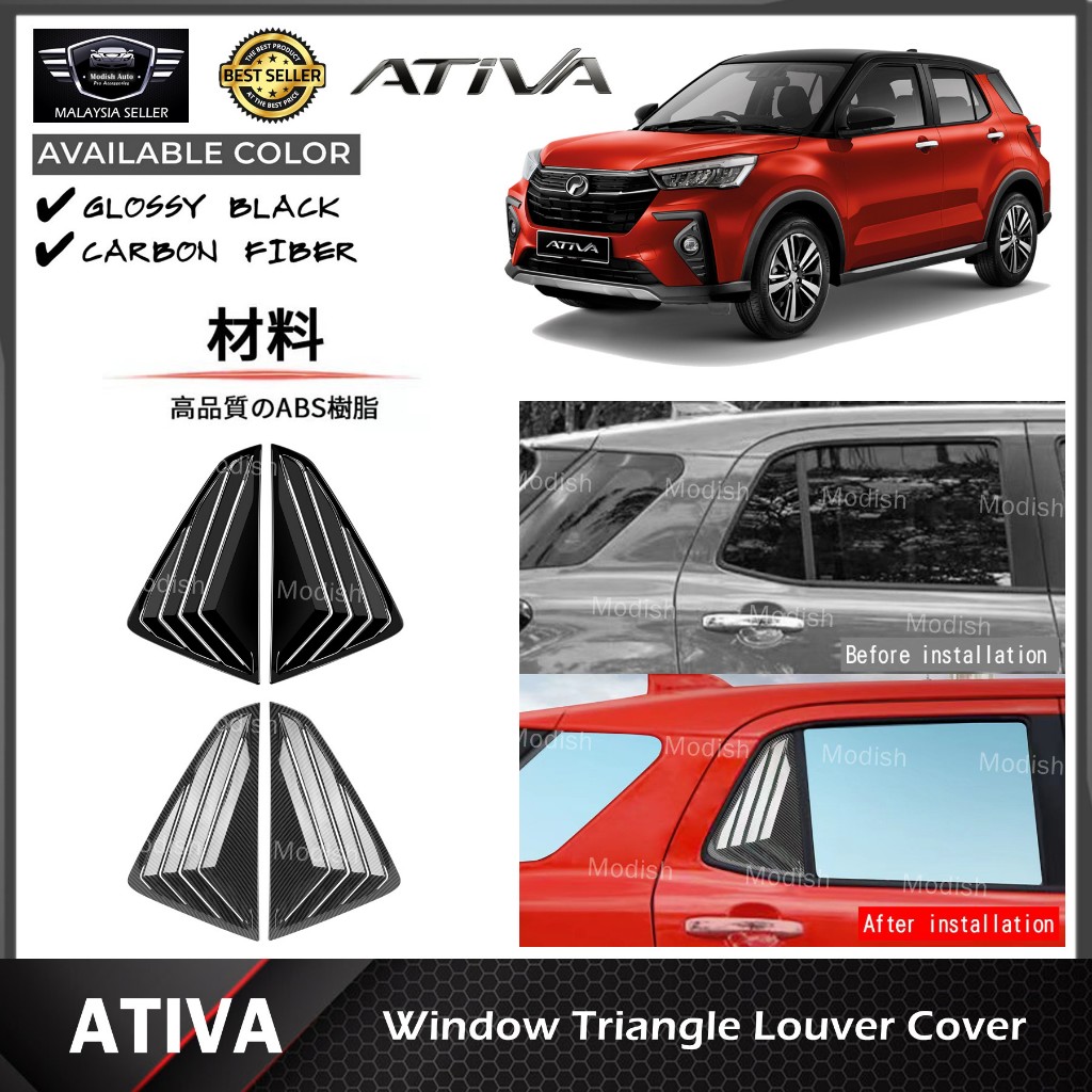 Modish Perodua Ativa Car Rear Window Triangle Louver Cover Accessories ...