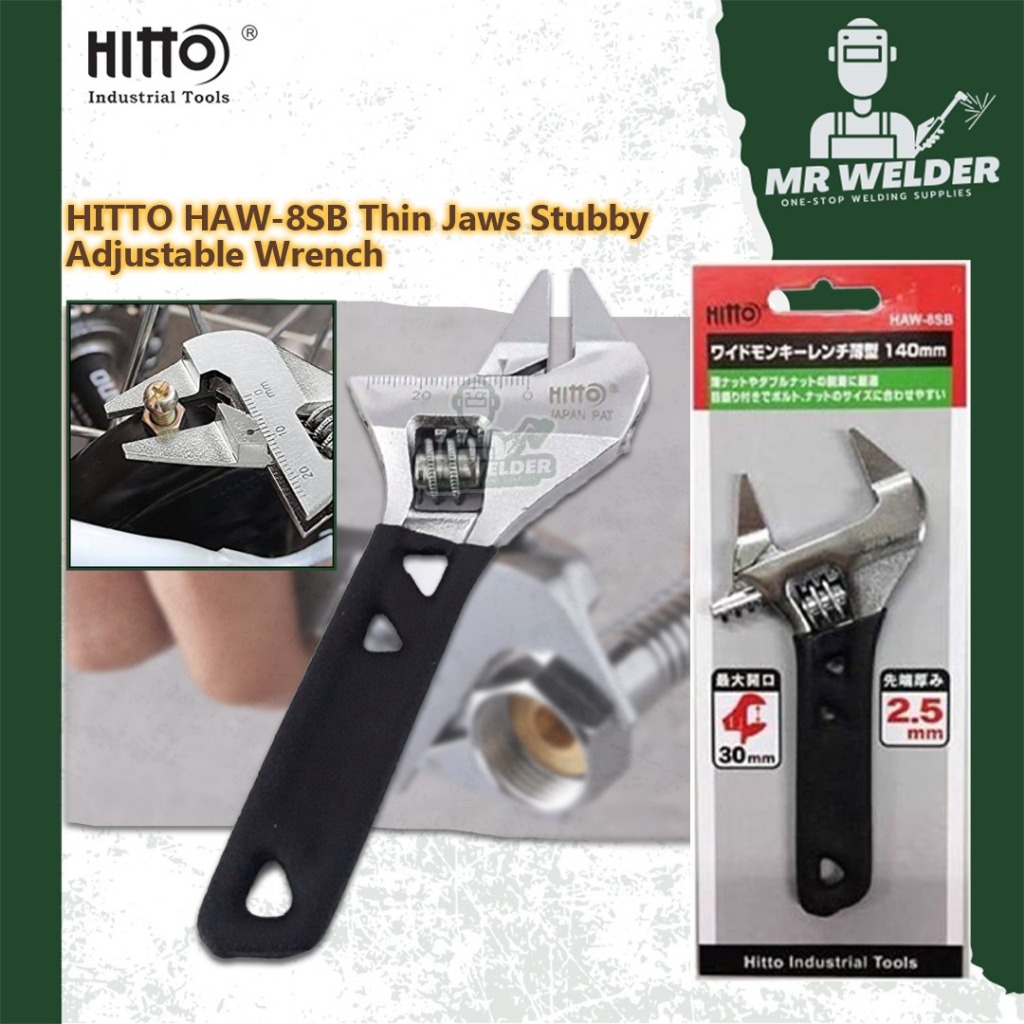 HITTO 141MM Stubby & Thin Jaws Adjustable Wrench / Spana Hardened ...