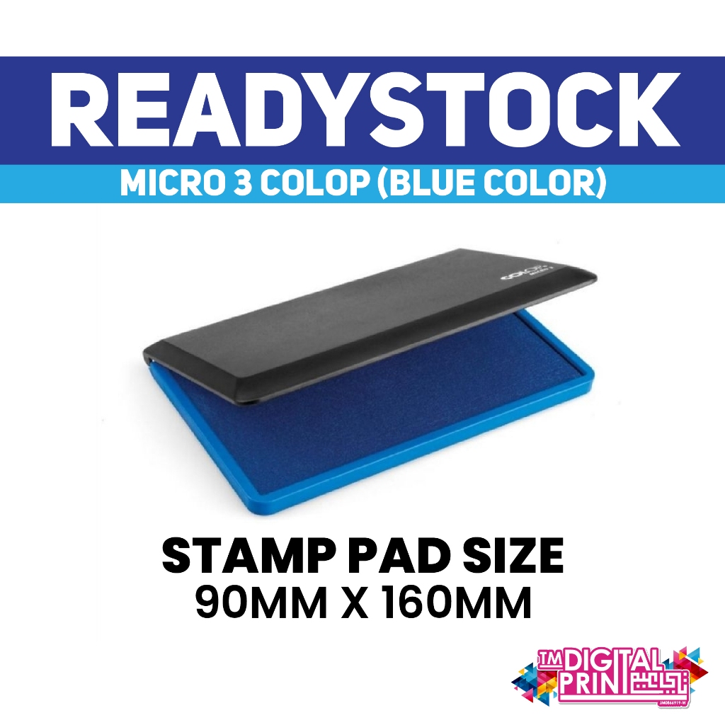 COLOP MICRO 3 - BLUE COLOR - LARGE STAMP PAD COLOP BIG STAMP PAD / INK PAD (90MM x 160MM ...