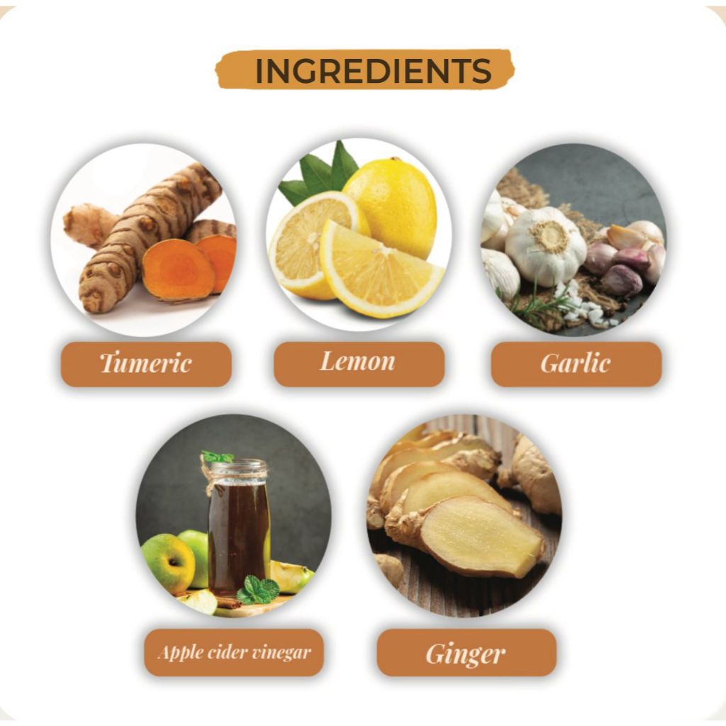 Turmeric, ginger, lemon, garlic and apple cider vinegar Drink | Shopee ...