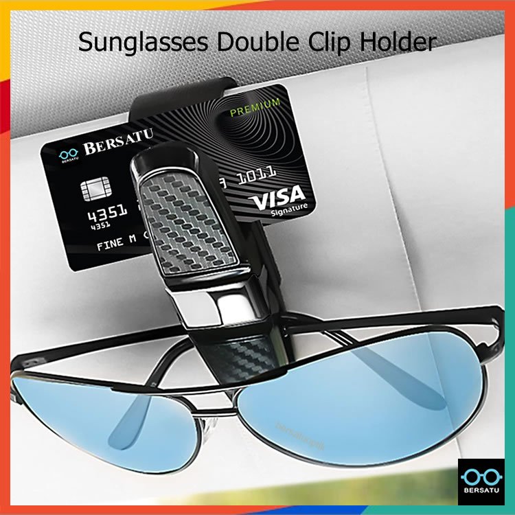 Sunglasses Holder Double Clip for Car Sun Visor Vehicle Interior Spec ...