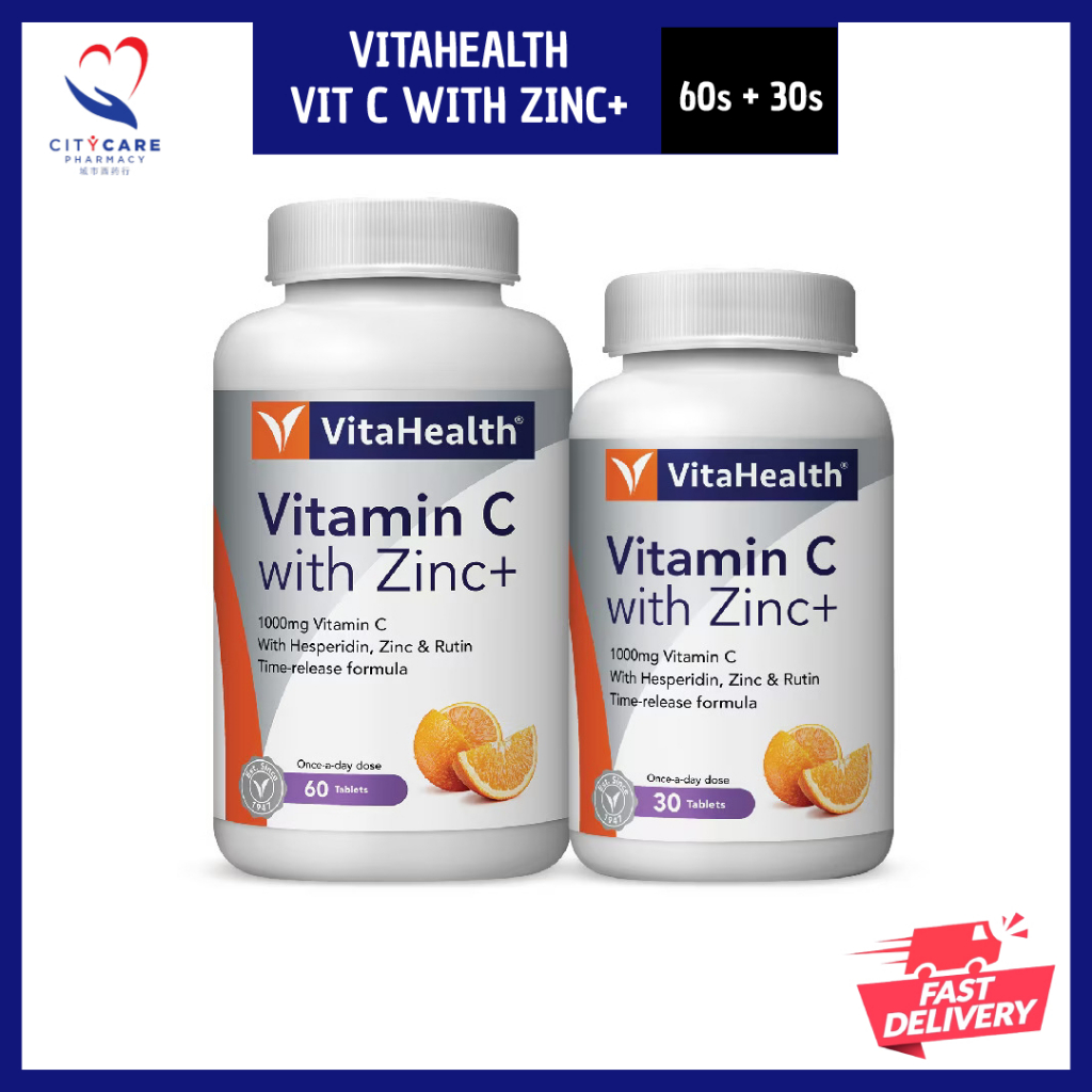 [EXP 16/08/2024] Vitahealth Vitamin C 1000mg With Zinc+ 60's +30's ...
