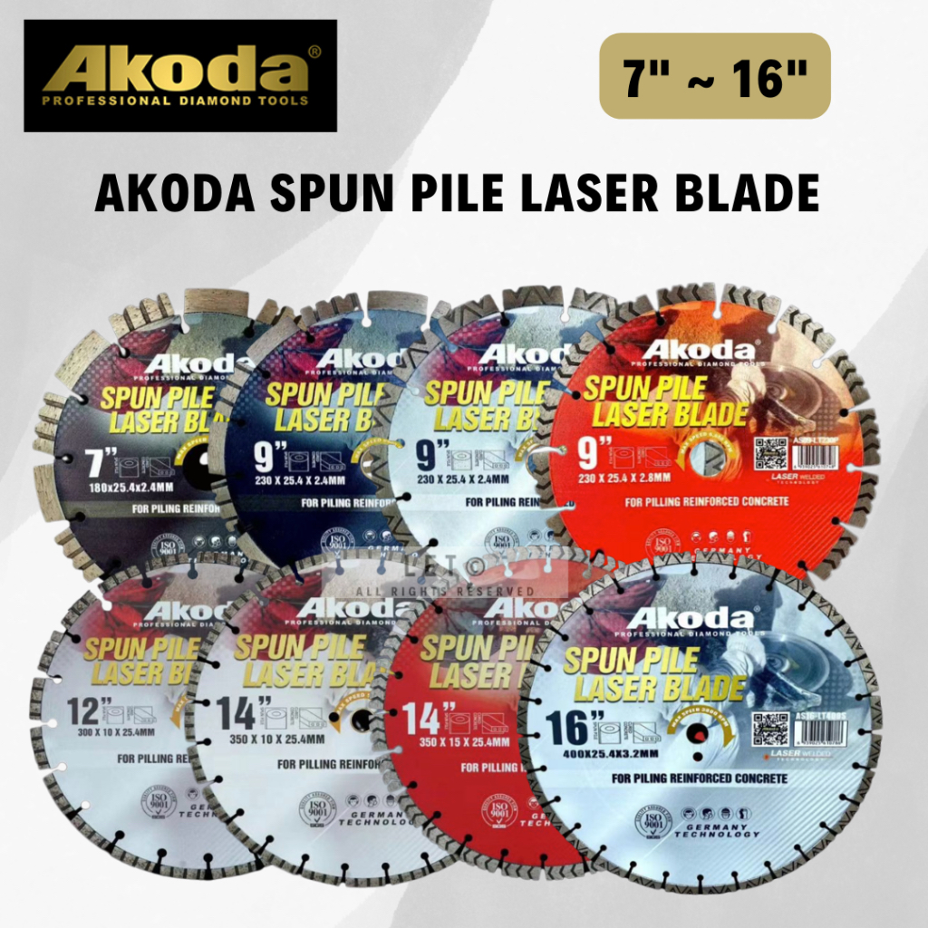 AKODA 7" ~ 9" SPUN PILE LASER BLADE - GERMANY TECHNOLOGY | Shopee Malaysia