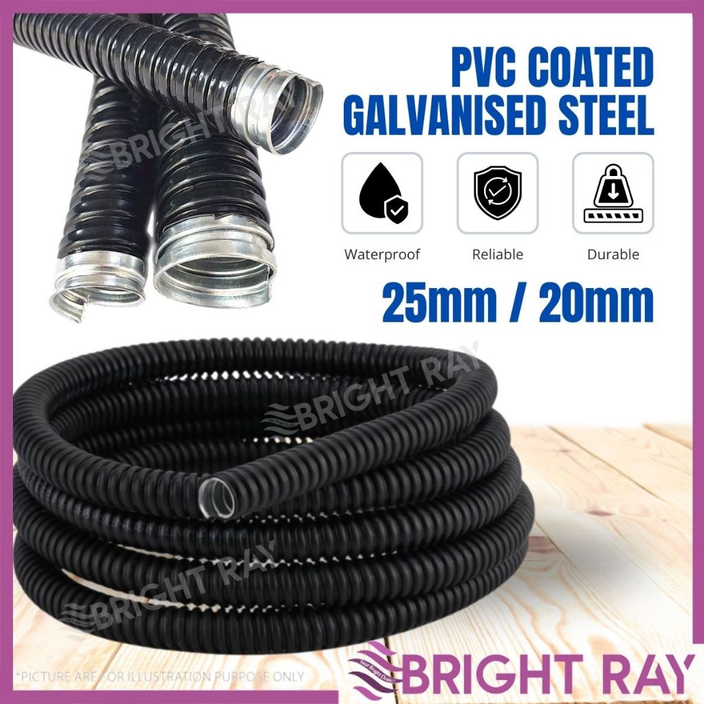 20mm / 25mm 15/30 MTR PVC COATED GALVANISED STEEL Flexible Hose GI ...