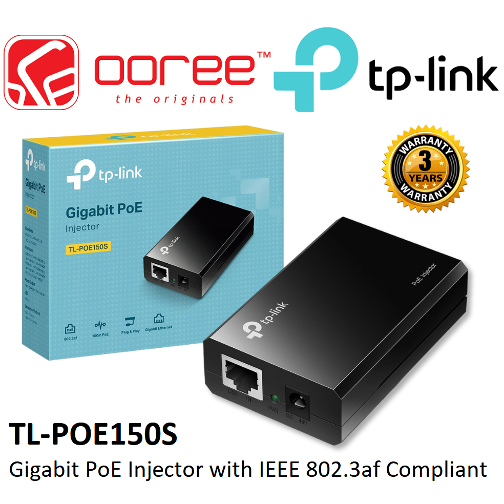 TP-LINK TL-POE150S POE INJECTOR NETWORK ADAPTER WITH IEEE 802.3AF ...