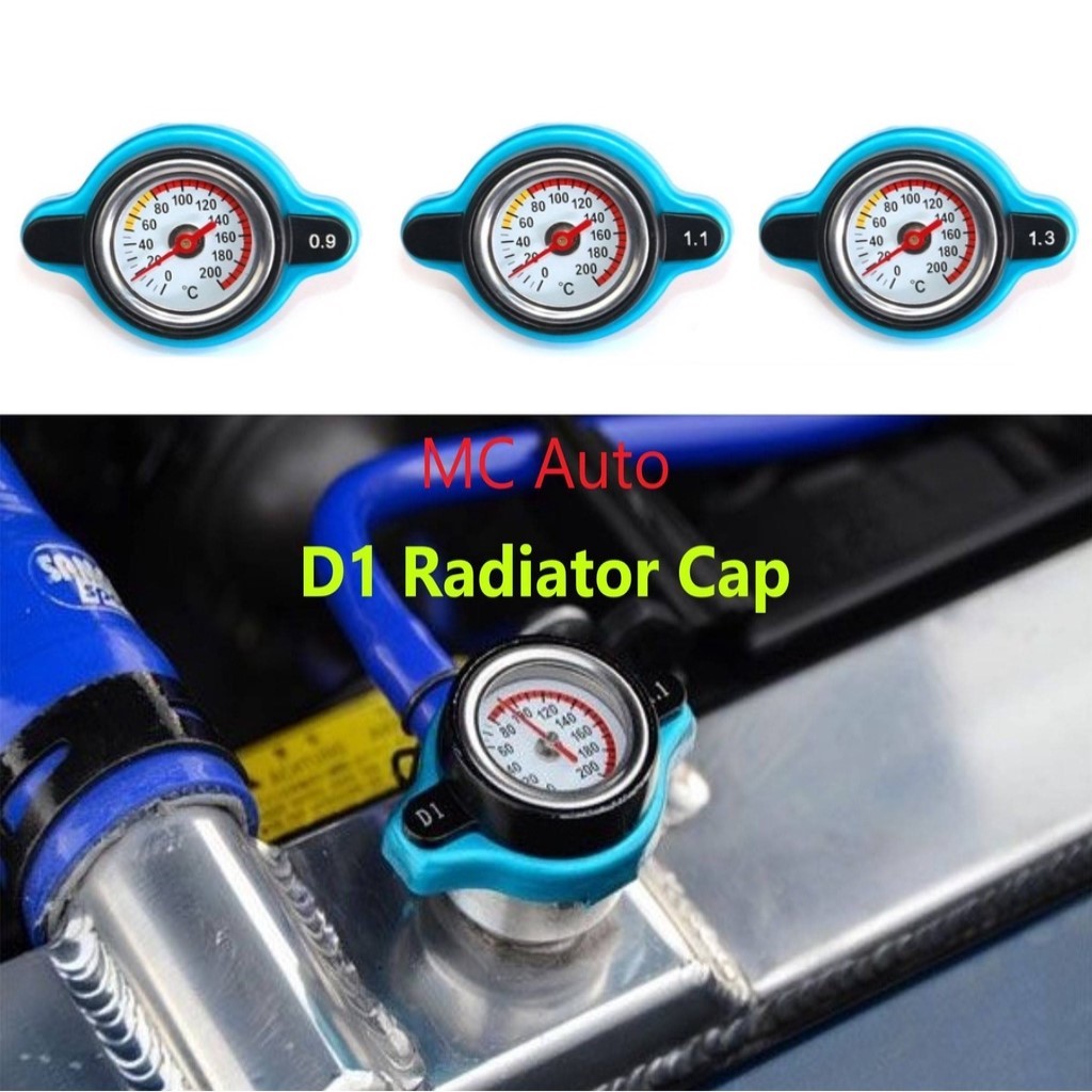 D1 Radiator Cap with Meter Water Temp Gauge (Alloy + Silicone Rubber ...