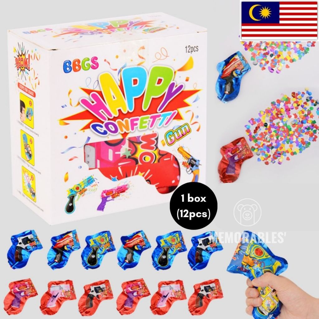 [READY STOCK] 12pcs Party Confetti Popper | Handheld Inflatable Gun ...