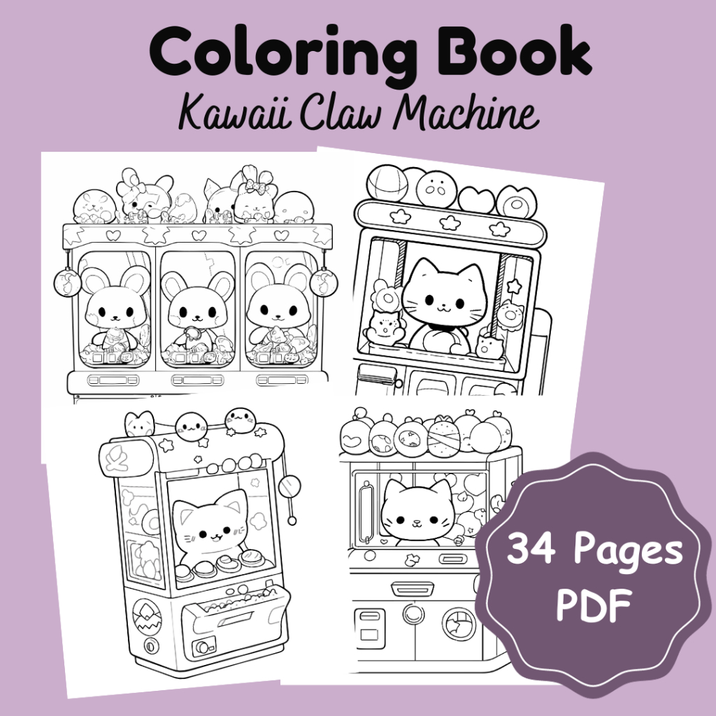 (PDF) coloring book for adult and kids - kawaii claw machine L053 ...