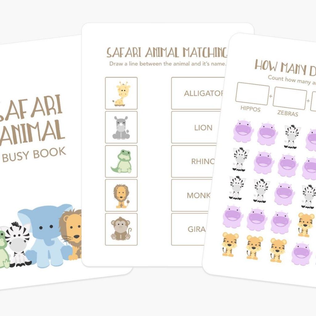 PDF] Safari Busy Book Quiet Book Learning Kids Printable Montessori ...