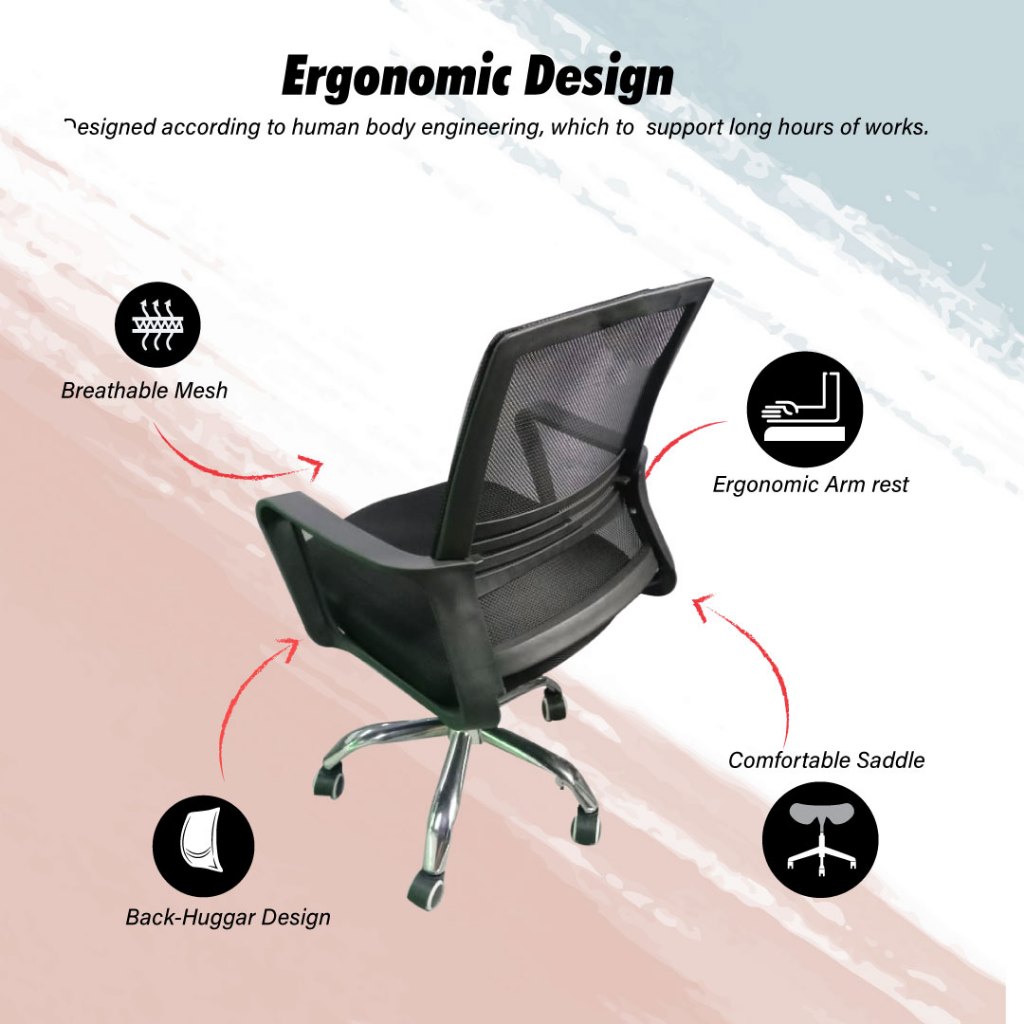 ⚡️LIKE BUG⚡️Ready Stock⚡️Ergonomic Adjustable Office Chair/ Kerusi ...