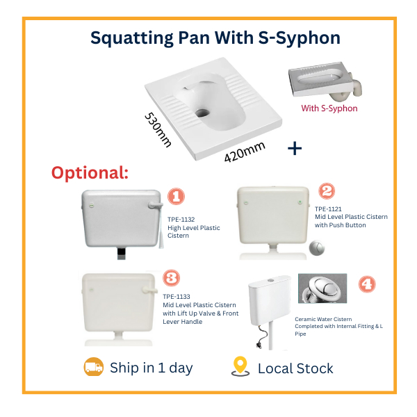 Household Ceramic Squatting Pan Flushing Cistern Whole Set Bathroom ...