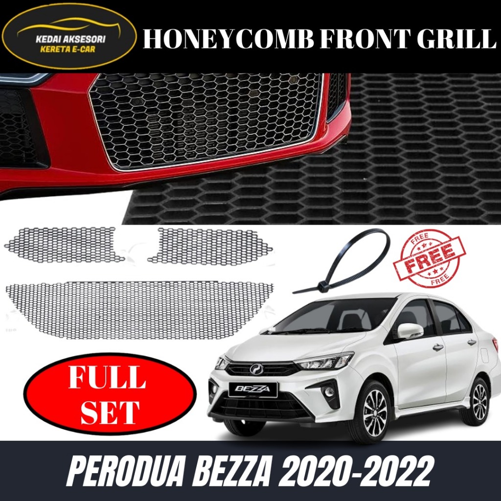 Perodua Bezza 2020-2022 Ready Cut Honeycomb Grill Full Set Top Bottom ...