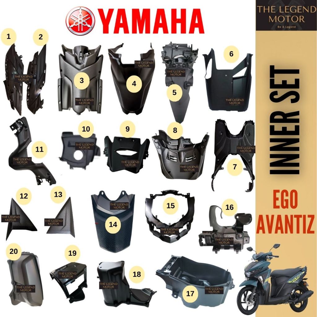 EGO AVANTIZ AVANTIS Inner Full Set Part Hitam Coverset Black Side Head ...