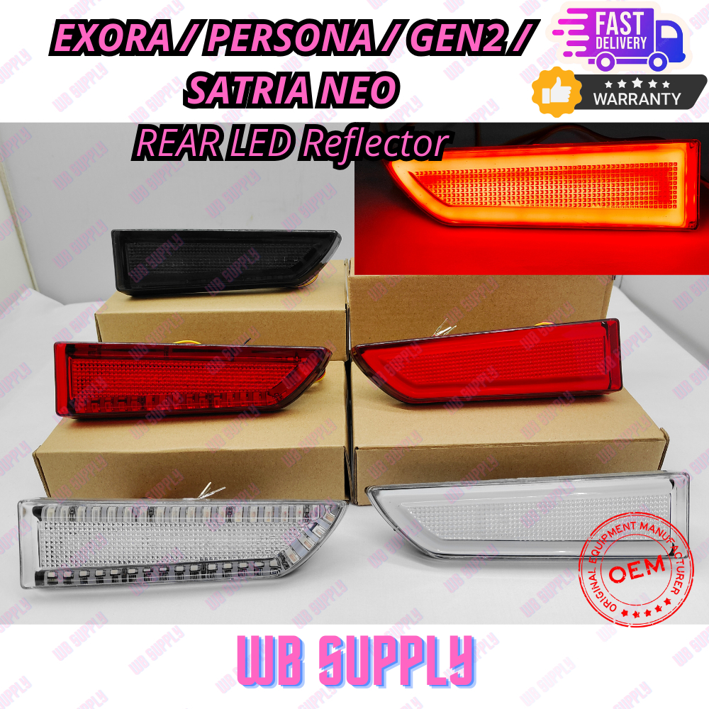 1Pair LED【PROTON】PERSONA GEN2 EXORA SATRIA NEO Rear Bumper Reflector ...