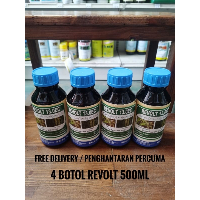 4 BOTOL REVOLT 13.0EC 500ML RACUN PADI ANGIN BERKESAN RACUN RUMPUT PADI ...