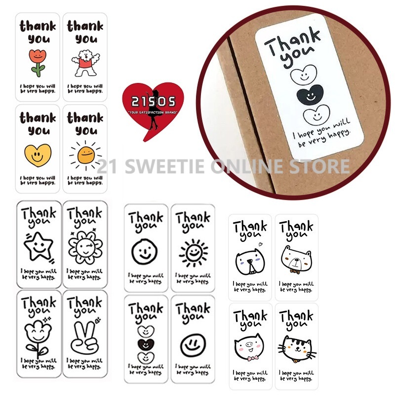 [100PCS] Thank You Stickers Labels 30x30 Sheet Form Fancy Sticker ...