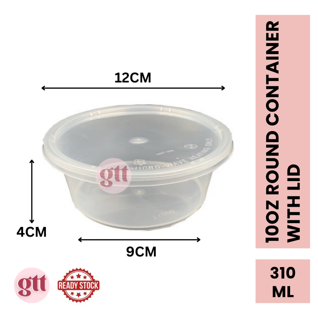 R250 Round PP Container with Lid 10oz Disposable Plastic Food Box Bekas ...
