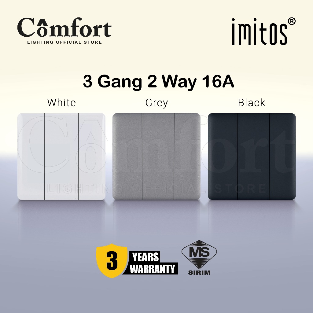 【SIRIM】 Wall Socket Light Switch 16A White 1/2/3/4 Gang 1/2 Way Door ...