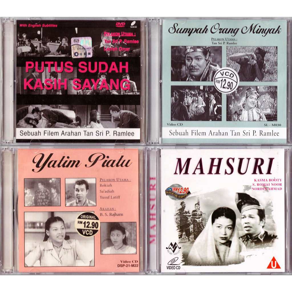 VCD FILEM MELAYU KLASIK PUTUS SUDAH KASIH SAYANG , SUMPAH ORANG MINYAK , YATIM PIATU ,MAHSURI ...