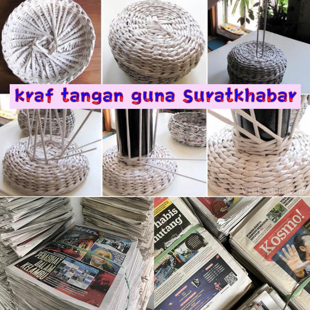 Kraf Tangan Suratkhabar Lama Bakul Kertas Suratkhabar Newspaper Craft ...