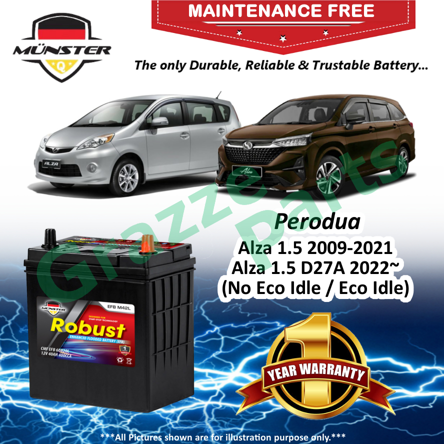 Münster Robust MF CMF EFB Car Battery Bateri Kereta for Perodua Alza 1. ...