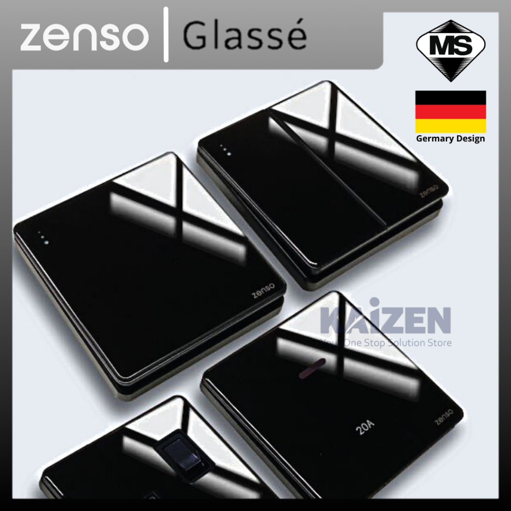 ZENSO Switch Glasse Black Glass Rocker Slim Switches & Socket [SIRIM ...