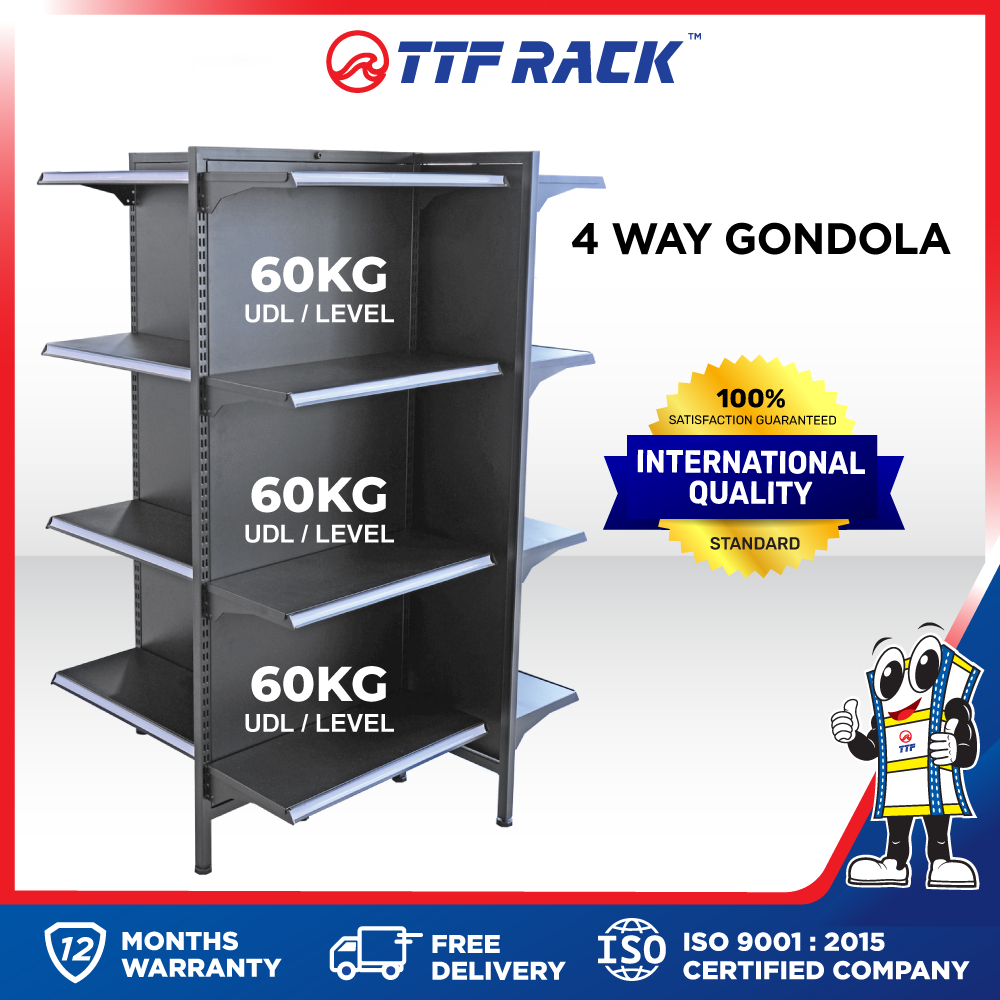 TTF Rack™️(4 WAY GONDOLA) 4 Way Gondola Shelving (Pre-Order)/ Retail ...