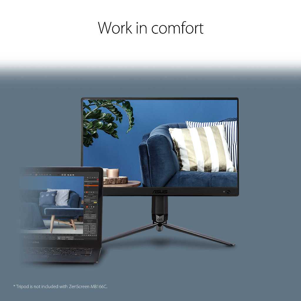 ASUS ZenScreen MB166C Portable USB Monitor- 15.6 inch, Full HD, IPS ...