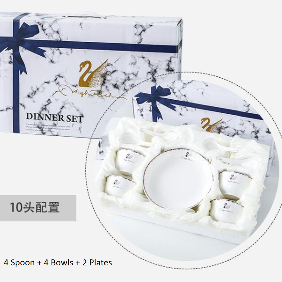 AZUKI Ceramic Dinnerware Gift Set With Box Bowl Set Mangkuk Pinggan ...
