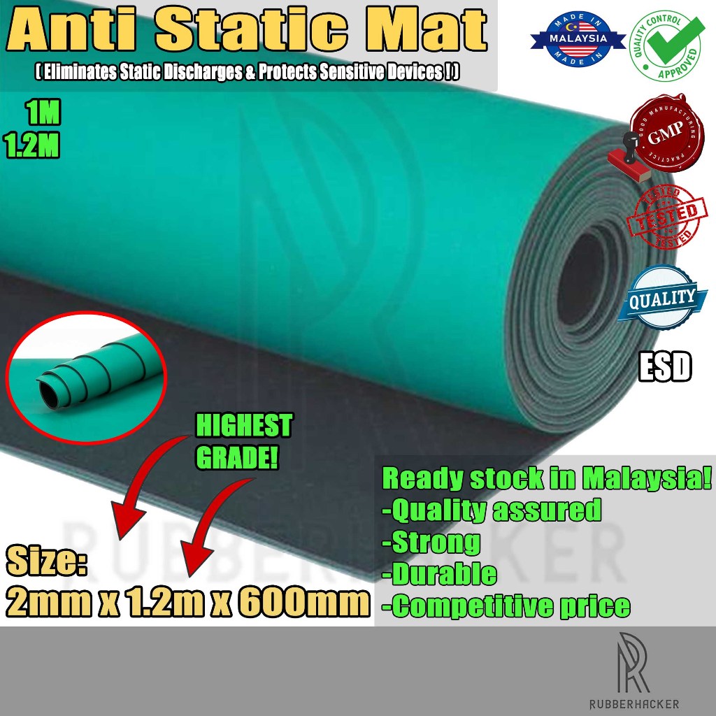 Anti-Static Rubber ESD Mat, rubber sheet, rubber mat (2mm x 1.2m x 600mm) | Shopee Malaysia