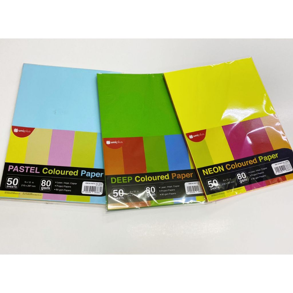 UNIPLUS A4 Color Paper 80gsm Mix Colors PASTEL/DEEP/NEON (50SHEETS/PACK ...