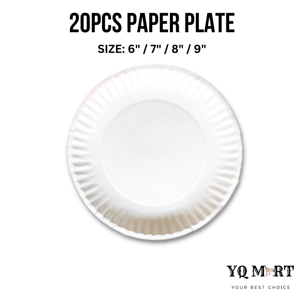 20PCS 6"/7"/8"/9" Disposable Paper Plate Pinggan Kertas Plain | Shopee ...