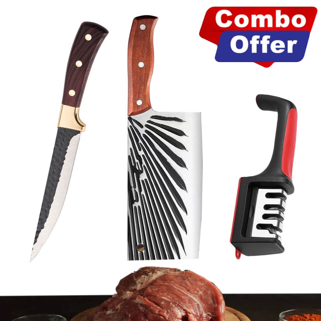 Pisau Dapur Knife Heavy Carbon Steel Full Tang Boning Chopping Viking ...