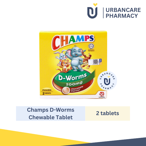 Champs D-Worms Chewable Tablet 200mg (2 tablets) | Shopee Malaysia