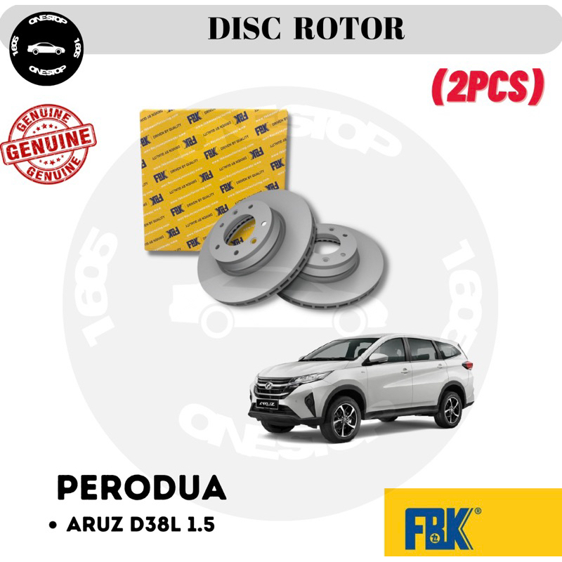 FBK PERODUA ARUZ 1.5 D38L DEPAN/ FRONT DISC ROTOR BRAKE DISC SET (2PCS ...