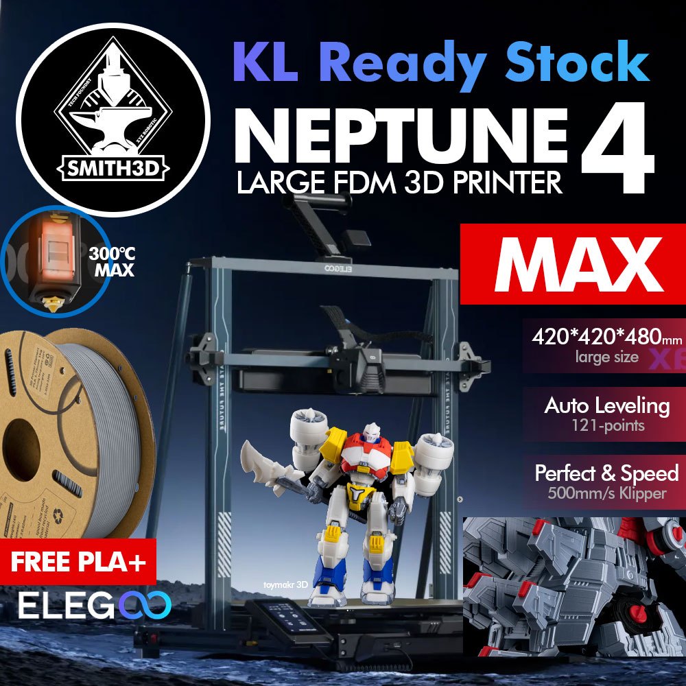 Elegoo Neptune 4 Max / Neptune 4 Plus Dual-Gear Direct Extruder / Auto Bed Leveling + Auxiliary ...