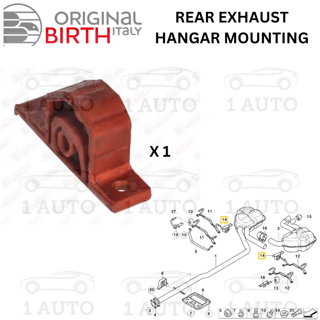 BIRTH ITALY REAR EXHAUST HANGAR MOUNTING MINI COOPER R50 R52 R53 (1PC ...