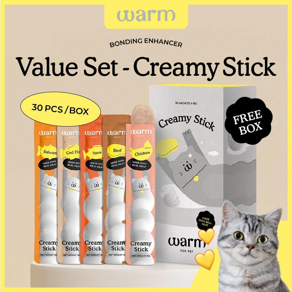 WARM FOR PET Creamy Stick Value Set 30PCS / box (16g) Wet Treat (Snacks / Supplements/ Cat Stick ...