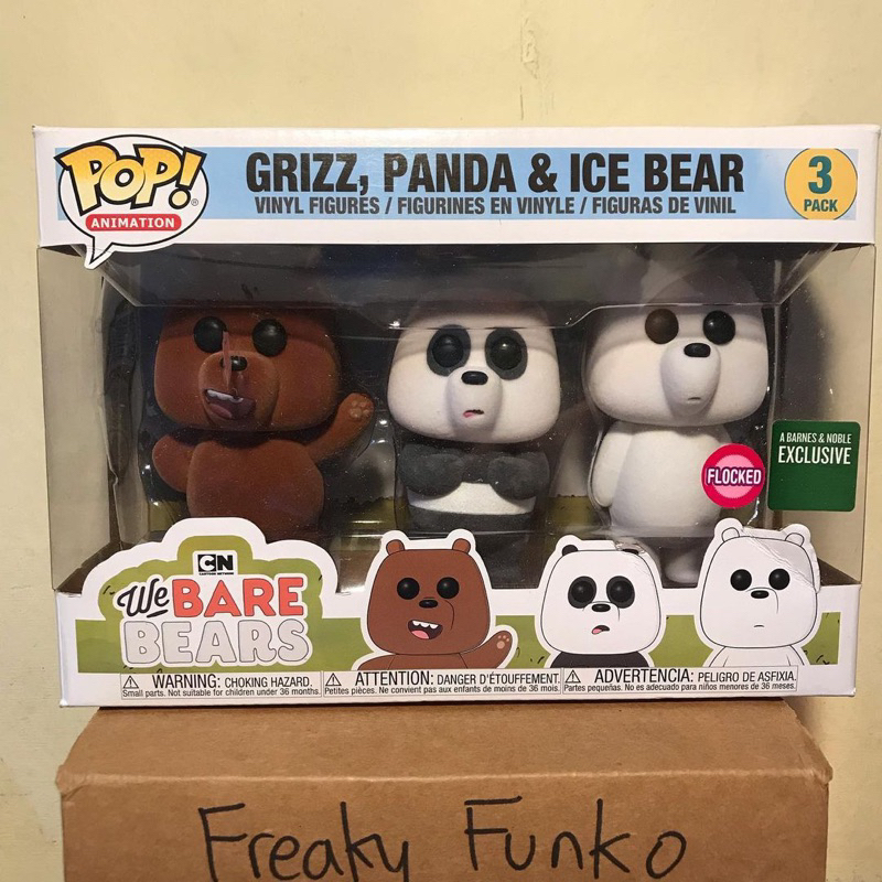 Funko Pop We Bare Bears flocked - Grizz, Panda, Ice Bear (Barnes&Noble ...