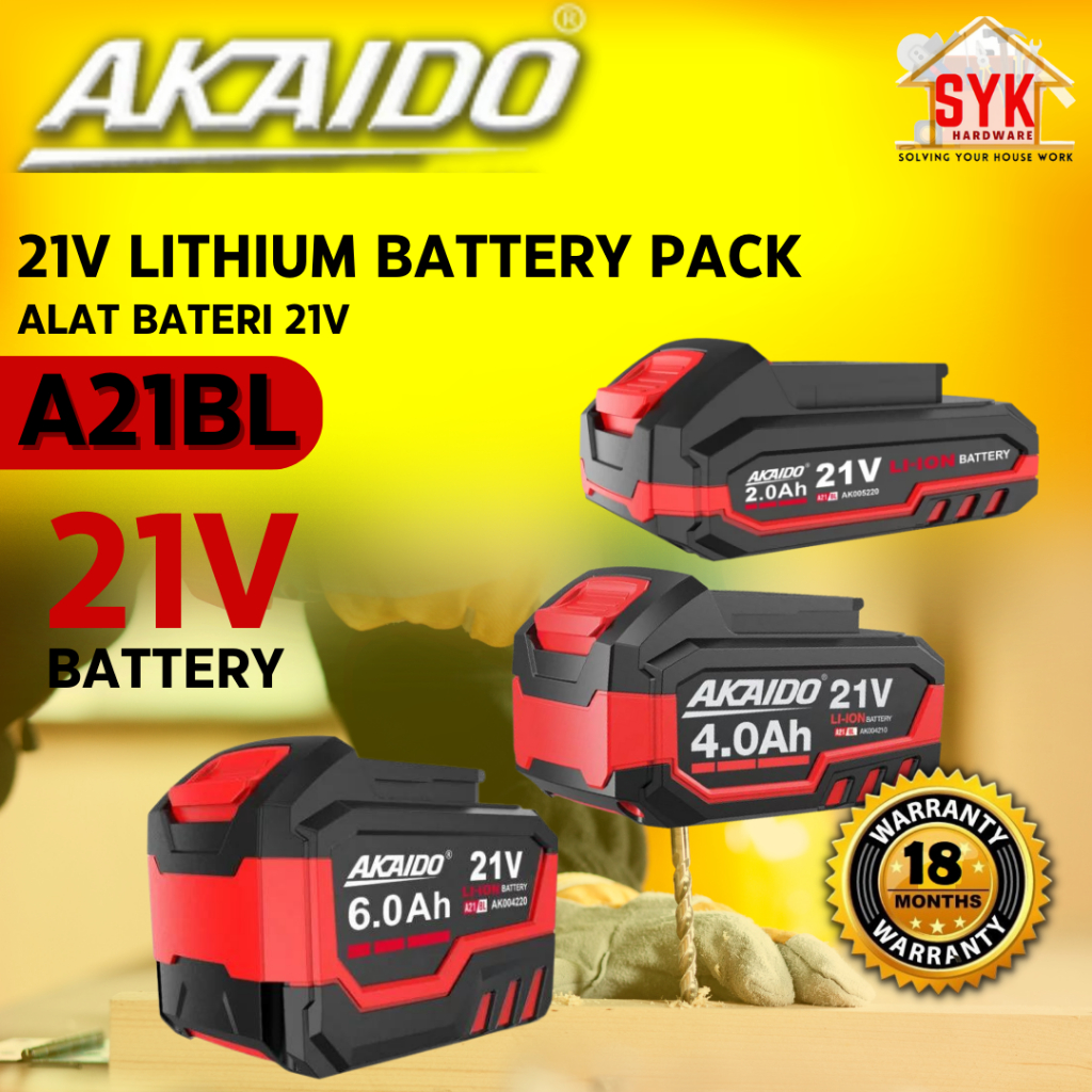 SYK AKAIDO A21BL 21V 1Pcs 2.0Ah 4.0Ah 6.0Ah Lithium Li-ion Battery Rechargeable Battery Pack ...