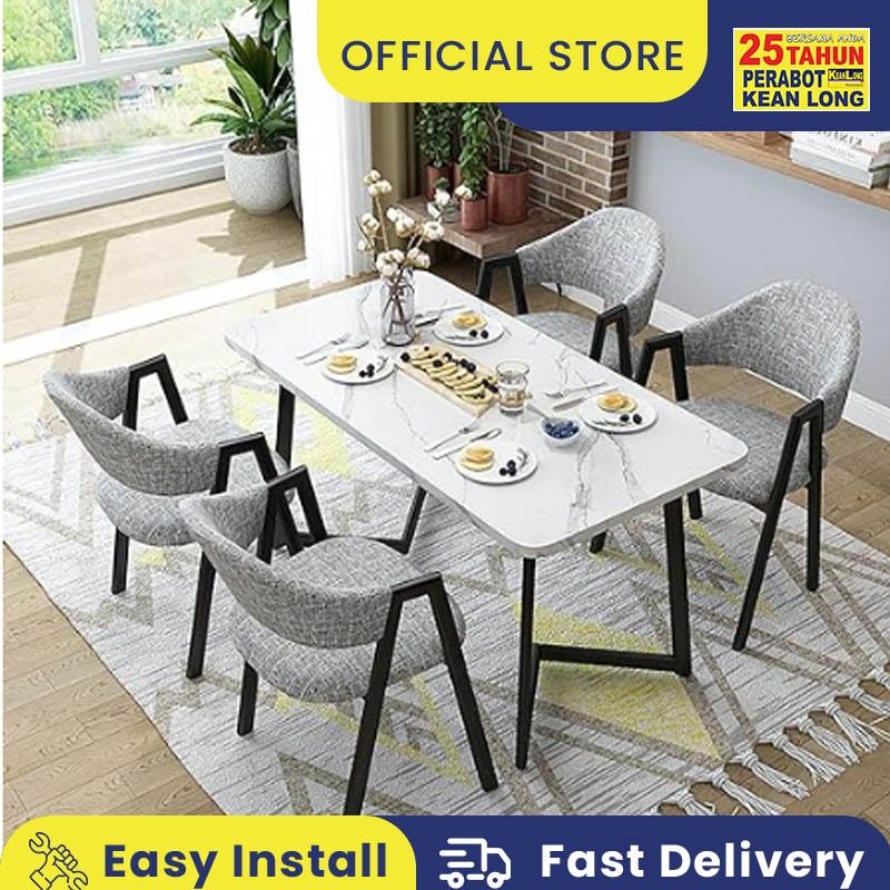 KLSB Dining Set Fabric 4+1 Grey / Set Makan Kelabu/ Dining Set/ Dining ...