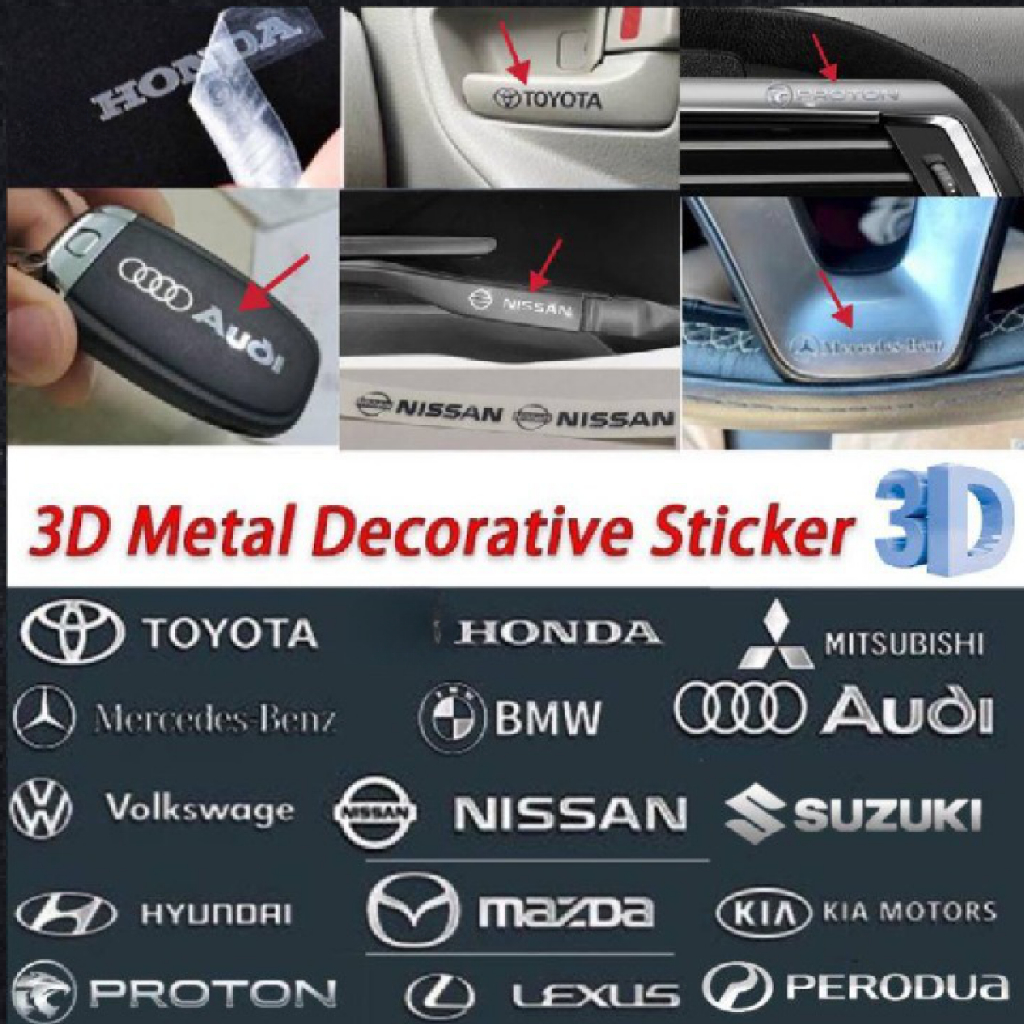 3D Metal Logo Car Sticker Car Interior Steering Wheel control Car audio ...