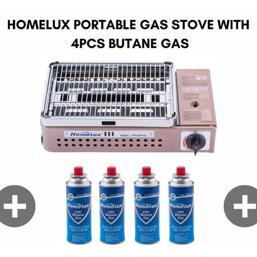 HOMELUX PORTABLE BBQ GRILL HPB-6006B + 4PCS BUTANE GAS 2 in 1 Infrared ...