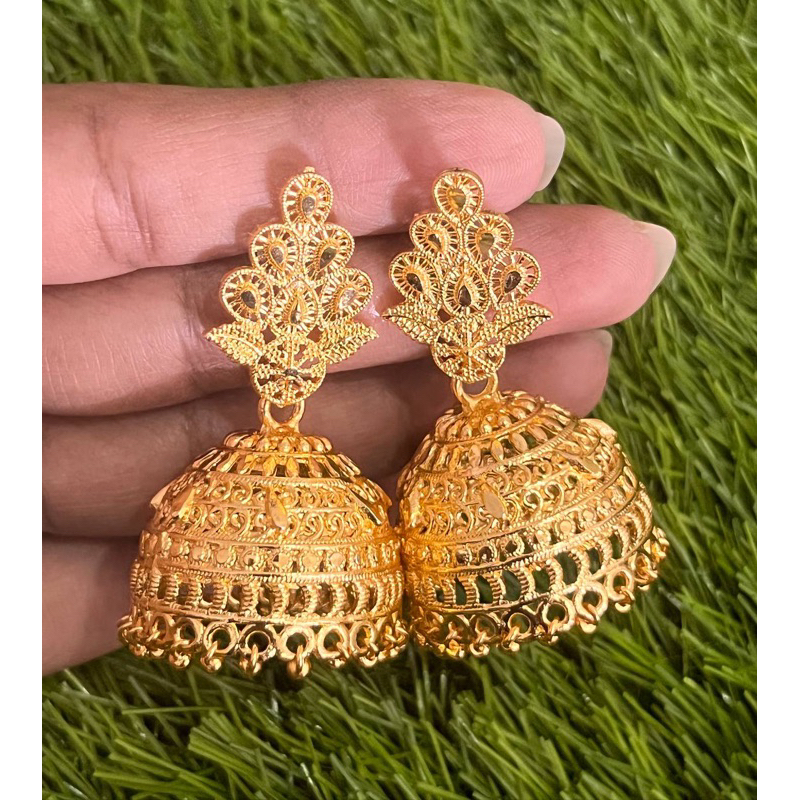 BOMBAY DESIGN PREMIUM QALITY GOLD PLATED PEACOCK BIG JIMIKI | Shopee ...