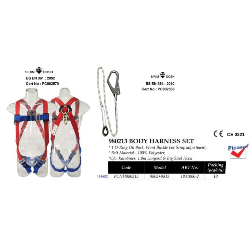 [READY STOK]PICASAF 980213FULL BODY SEFETY HARNESS SET/HEAVY DUTY SAFETY HARNESS SET DOUBLE ...