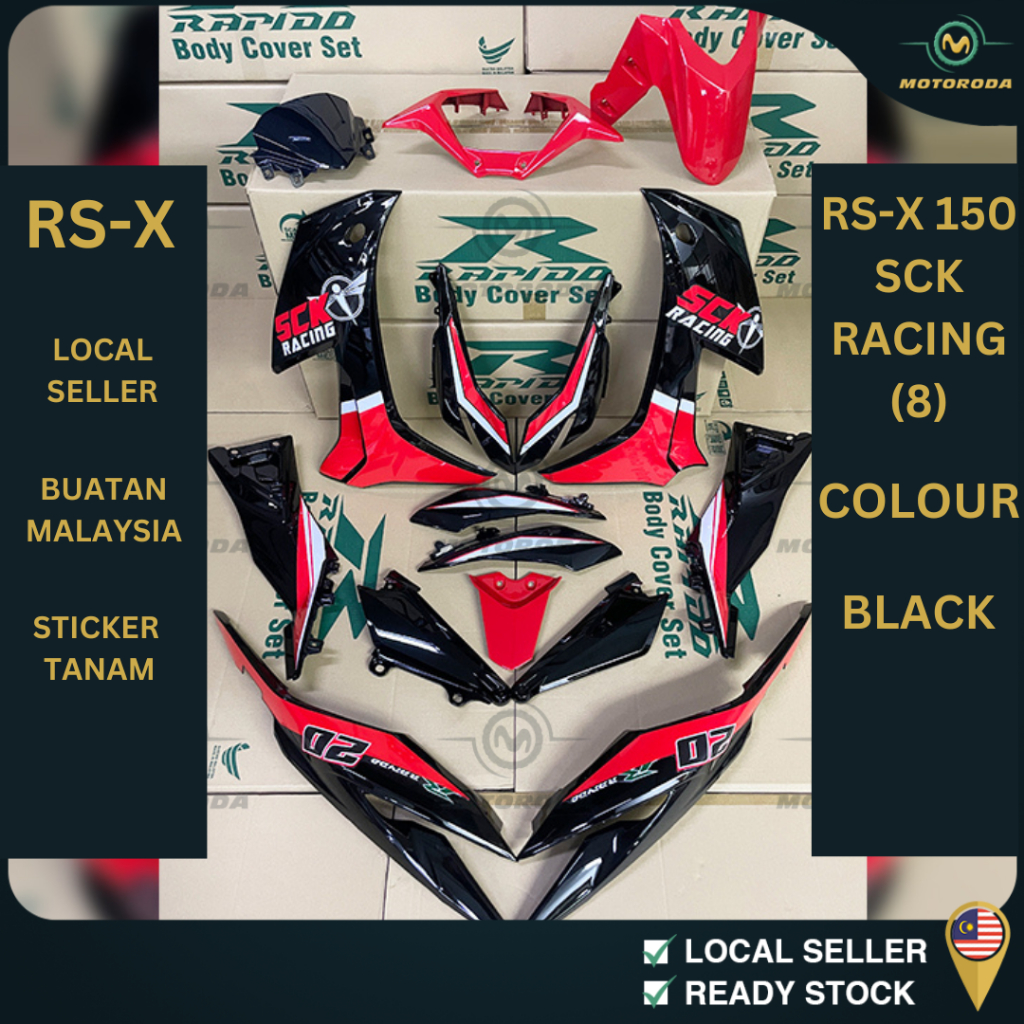 Rapido Cover Set Assembly RSX150 RS-X 150 SCK RACING (8) Black Sticker ...