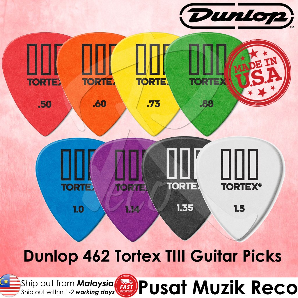 Dunlop 462 Tortex TIII T3 Guitar Pick Variety Sizes Pemetik Kapok Gitar ...